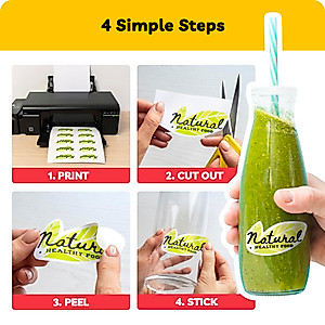 (30 Sheets) Printable Vinyl Sticker Paper for Inkjet Printer Waterproof - White, Matte, 8.5 x 11 Inkjet Sticker Paper, Cricut Sticker Paper Printable , Waterproof Sticker Paper / Paper Plan