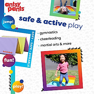 Flybar Antsy Pants Tumbling Mat – Gymnastics Mat, Easy to Clean Gym Mat, Sturdy, Foldable Tumbling Mat for Kids, Padded, Lightweight, Portable, Carrying Handle, Gymnastics Equipment for Activity Play