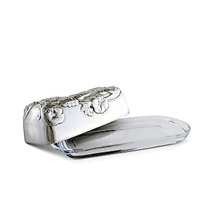 Arthur Court Designs Aluminum Butterfly Covered Butter Cream Cheese Dish Container Keeper with Glass Dish 7 inch Long