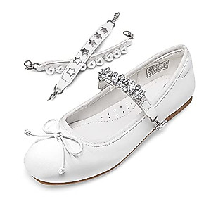 DREAM PAIRS Girls Dress Shoes Fashion Bow Ballerina Flower Girl Ballet Flats SDFL2306K White 2 Little Kid