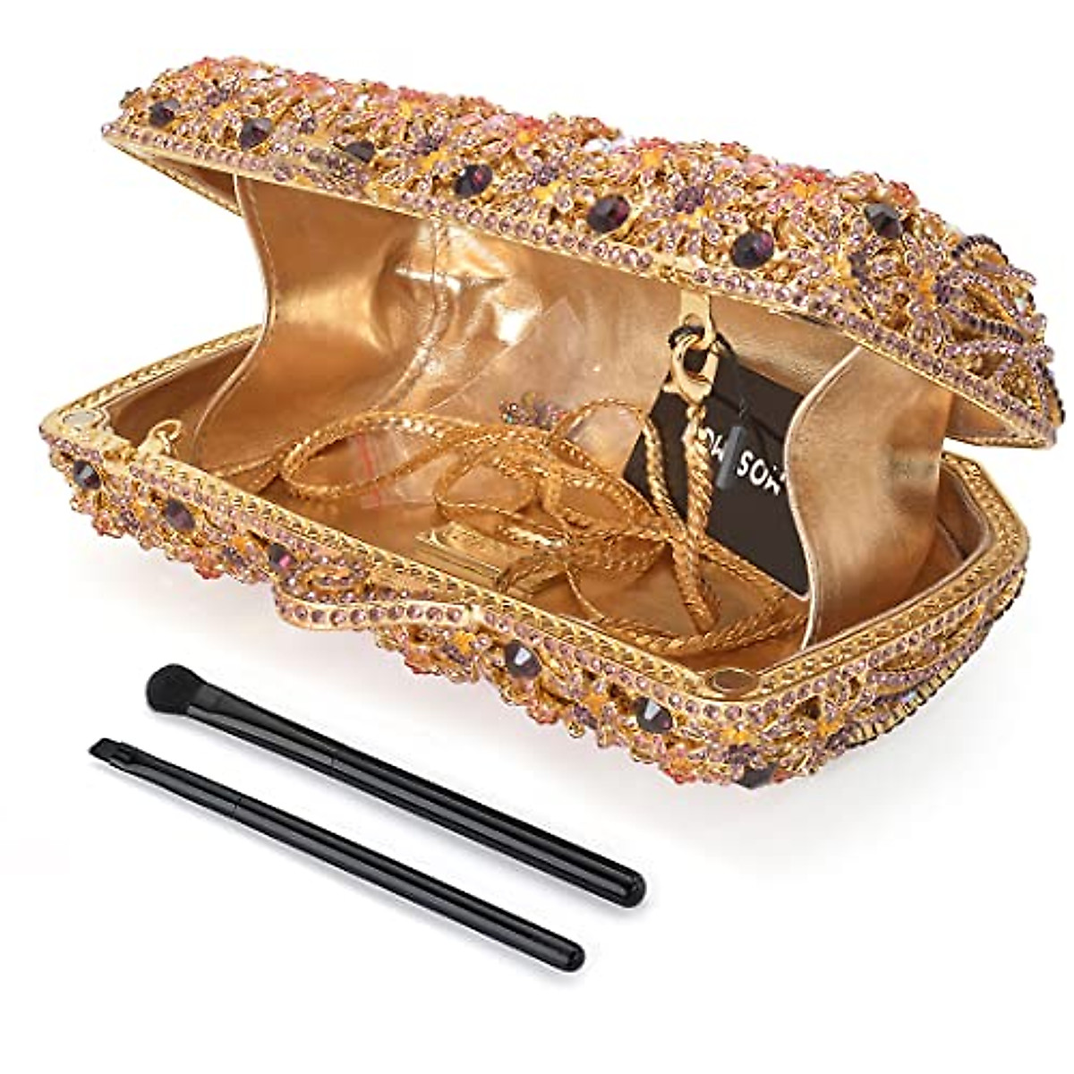 MOSSMON Flower Crystal Evening Clutch Bag Elegant Bride Wedding Party Purse for Women