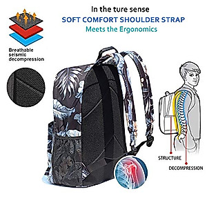 Forever cultivate Original Floral Leaf Travel Backpack,Waterproof Gym Backpack Suitable for Travel,Gym,Shopping,Yoga,Hiking,Beach (I)