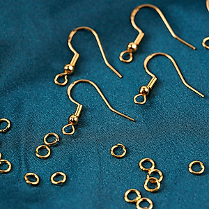 1200PCS 925 Sterling Silver Ear Wire Earrings Making Supplies Kit, Silver Hypoallergenic Earring Fish Hooks, Jump Rings Clear Silicone Earring Backs for DIY Jewelry Making (Silver and Gold)