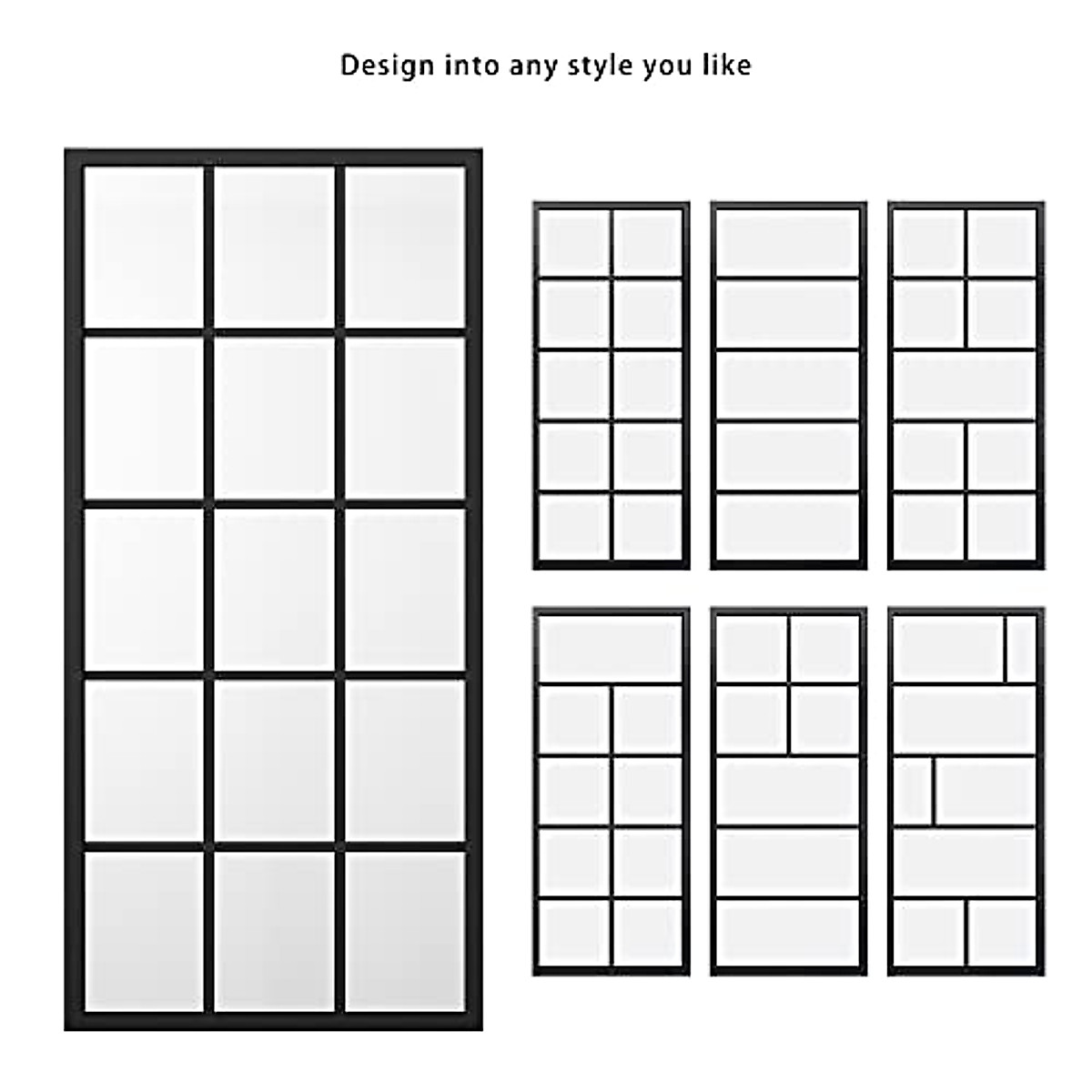 BARNSMITH 42in x 84in Frosted Glass Barn Door with 7FT Top Mounted Hardware kit Soft Close Mechanism DIY 15 Lites Tempered Modern Aluminum Sliding Glass Door Slab Disassembled Easy Installation