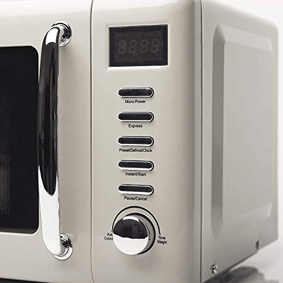 Haden Cotswold Vintage Retro 700 Watt Countertop Microwave Oven Kitchen Appliance with Turntable, Pull Handle, and 5 Power Levels, Putty