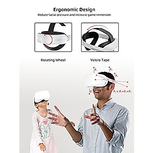 SINBEAUTIES Elite Strap Built-in 6000mAh Battery Pack Compatible for Oculus/Meta Quest 2, Fast Charging Power Supply can Balance Facial Pressure, Prolong Game Time and Improve Comfort (White)