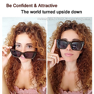 FEISEDY Classic Women Sunglasses Fashion Thick Square Sun Glasses Chunky Frame UV400 B2471