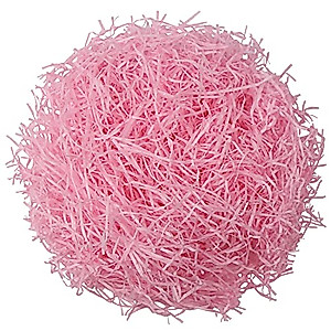 DIYASY Easter Pink Grass Basket Filler,7 Oz Shredded Paper for Easter Gift Box Crinkle Raffia Paper for Packaging Christmas Decoration