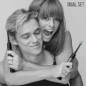 Acteh Sonic Electric Toothbrush Dual Set 5 Modes Smart Timer Long Lasting Battery 2-Toothbrush Set