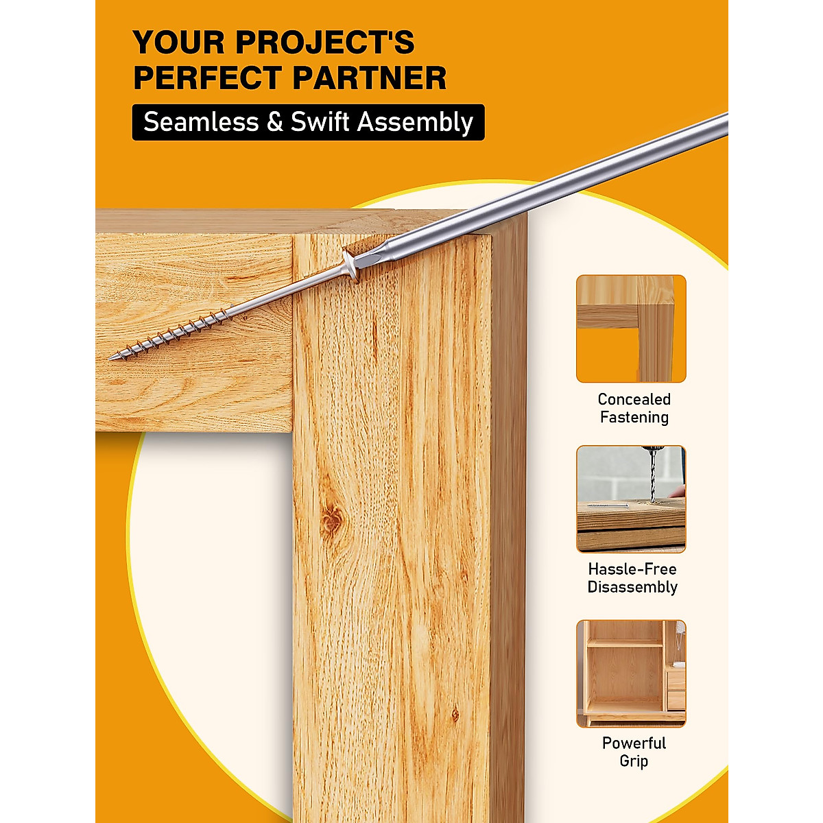 YaaYii Pocket Hole Screws #8 x 1 Inch, 700 PCs Value Pack Wood Screws - Coarse Thread - Washer Head - Square Drive - Self Tapping - Zinc Plated for Rust Resistant, Two Extra Drive Bits Included