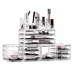 Felicite Home Acrylic Jewelry and Cosmetic Storage Boxes Makeup Organizer Set, 4 Piece