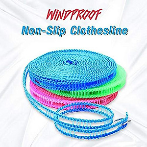 3 Pack Windproof Non-Slip Clothesline,Clothes Drying Rope Portable Adjustable Line Hanger for Camping Travel & Home Use (10M)