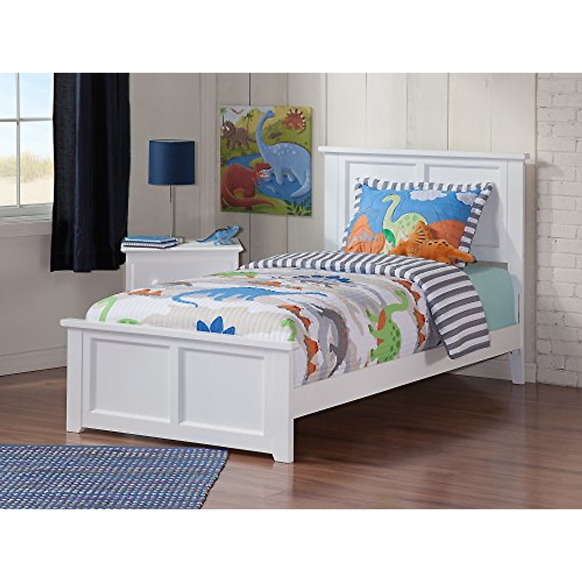 AFI Madison Twin Traditional Bed with Matching Footboard and Turbo Charger in White
