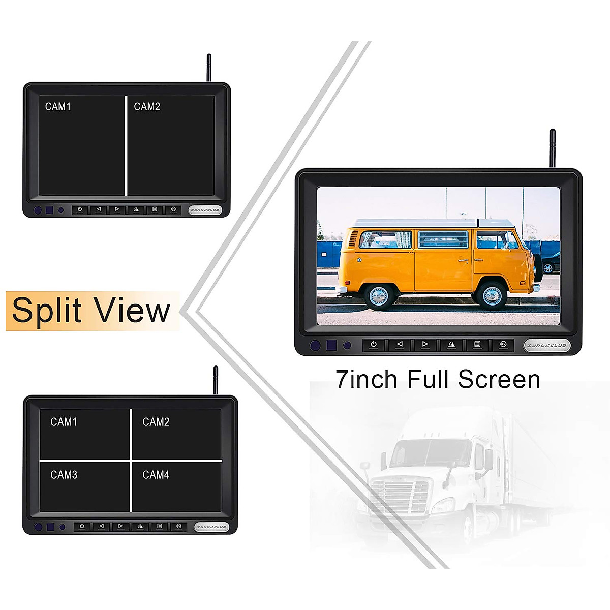 ZEROXCLUB 1080P FHD Digital Wireless Backup Camera System Kit for RV/Truck/Trailer/Van/Bus,Night Vision,7inch HD LCD Monitor,IP69 Waterproof Rear View Camera No Interference Record-HW02