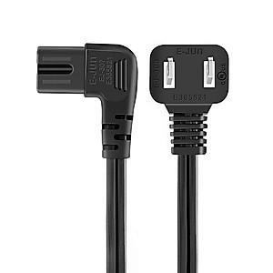CableCreation 6 Feet 18 AWG Angled 2-Slot Non-Polarized Angle Power Cord (IEC320 C7 to Nema 1-15P), 1.8M / Black