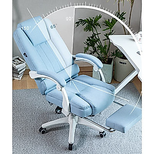 XBWEI Fabric Computer Chair Soft Office Chair Reclining Girl Cotton Chair 360 Degree Rotating Game Chair Rest Chair