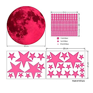 Glow in The Dark Stars for Ceiling Luminous Wall Decals Ceiling Stickers Glow In The Dark Ceiling Decorations Sky Shining Decals Glowing Ceiling Stickers for Kids Bedroom Kids Birthday Gift(Red stars)