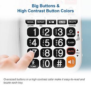 VTECH SN1127 Amplified Corded Answering System. 8 Photo Speed Dial, 90dB Ringer Volume, Big High-Contrast buttons, Audio Booster(+40db), Visual Ringer. Perfect for Seniors, Visually & Hearing Impaired