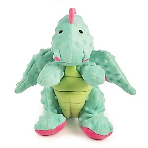 goDog Dragons with Chew Guard Technology Durable Plush Squeaker Dog Toy, Large, Seafoam, Plush Dog Toy