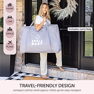 KOOLABABY Baby Bedside Sleeper - Bassinet & Bedside Crib with Height Adjustment & Wheels - Can Be Placed Next to Bed - Attaches to Parents Bed - Easy to Fold & Carry Baby Bed for Girls (Pink)