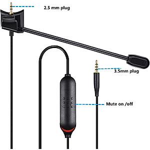 Sqrgreat Boom Microphone Cable Compatible with Bose QuietComfort 35 (QC35) & Quiet Comfort II (QC35 II) Headphones Volume Control for Playstation PS4 or Xbox One Controller, Black