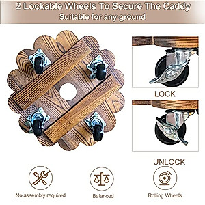 Melody House Plant Caddy, 12 Inch Plant Stand with Wheels, Indoor Round Wood Rolling Plant Dolly, 2 Pack