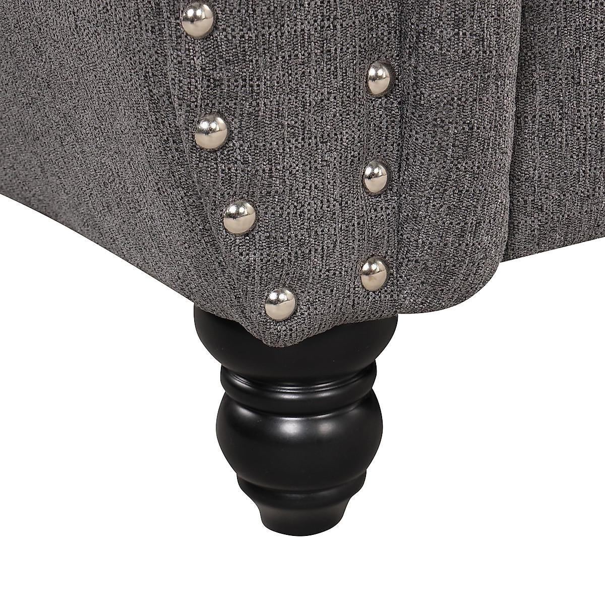 Bellemave Chesterfield Sofa Loveseat Mini Tufted Couch for Living Room Luxury Dutch Velvet Upholstered Small Sofa with Solid Wood Legs and Button Tufted Backrest for Apartment Office, 60" Grey