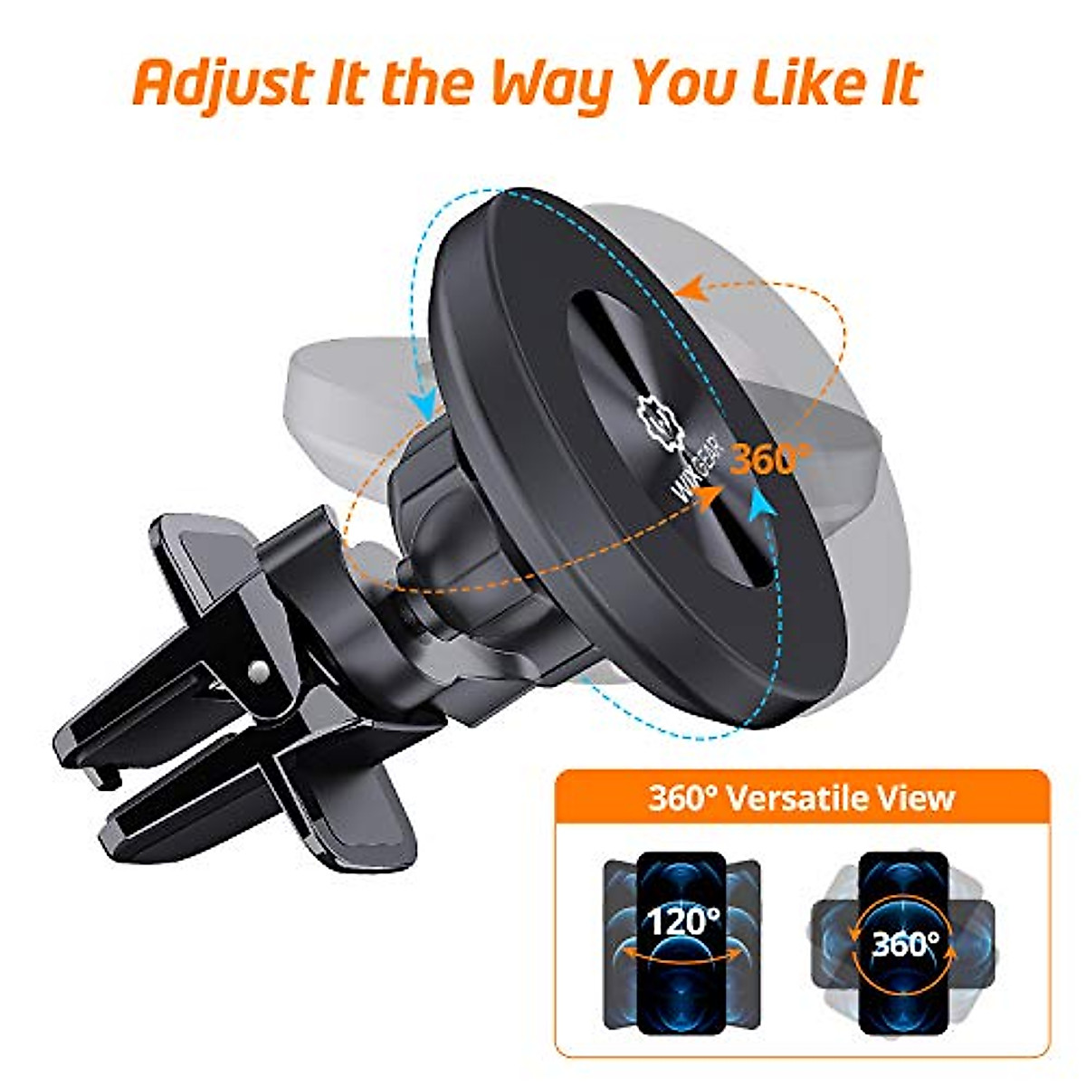 WixGear Magnetic Phone Car Mount, Universal Air Vent Magnetic Phone Car Mount Phone Holder, Compatible with iPhone 12 and with All Cell Phones, iPhone 12 Car Mount