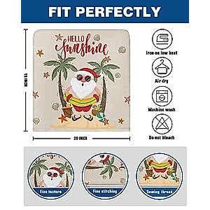 AMZRicher Christmas Chair Back Covers for Dining Chairs 4 Pack, Washable Removable Chair Slipcover Back Chair Protector for Wedding Party Baby Shower Coastal Santa Xmas Beach Starfish Shell