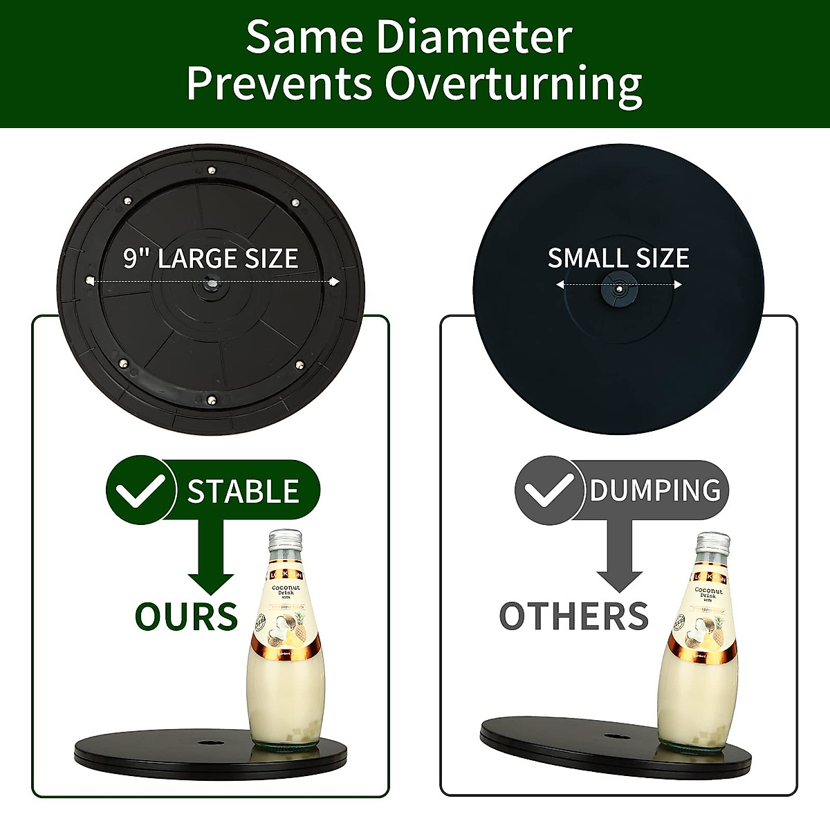 AKOLAFE 4 Pack 9 Inch Acrylic Lazy Susan Organizer Large Lazy Susan for Table 360-Degree Revolving Display Base Black Lazy Susan Turntable for Cabinet Kitchen Pantry Vanity Countertop