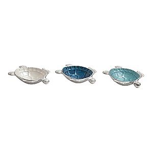 Deco 79 Aluminum Turtle Serving Bowl, Set of 3 8"W, 2"H, Silver