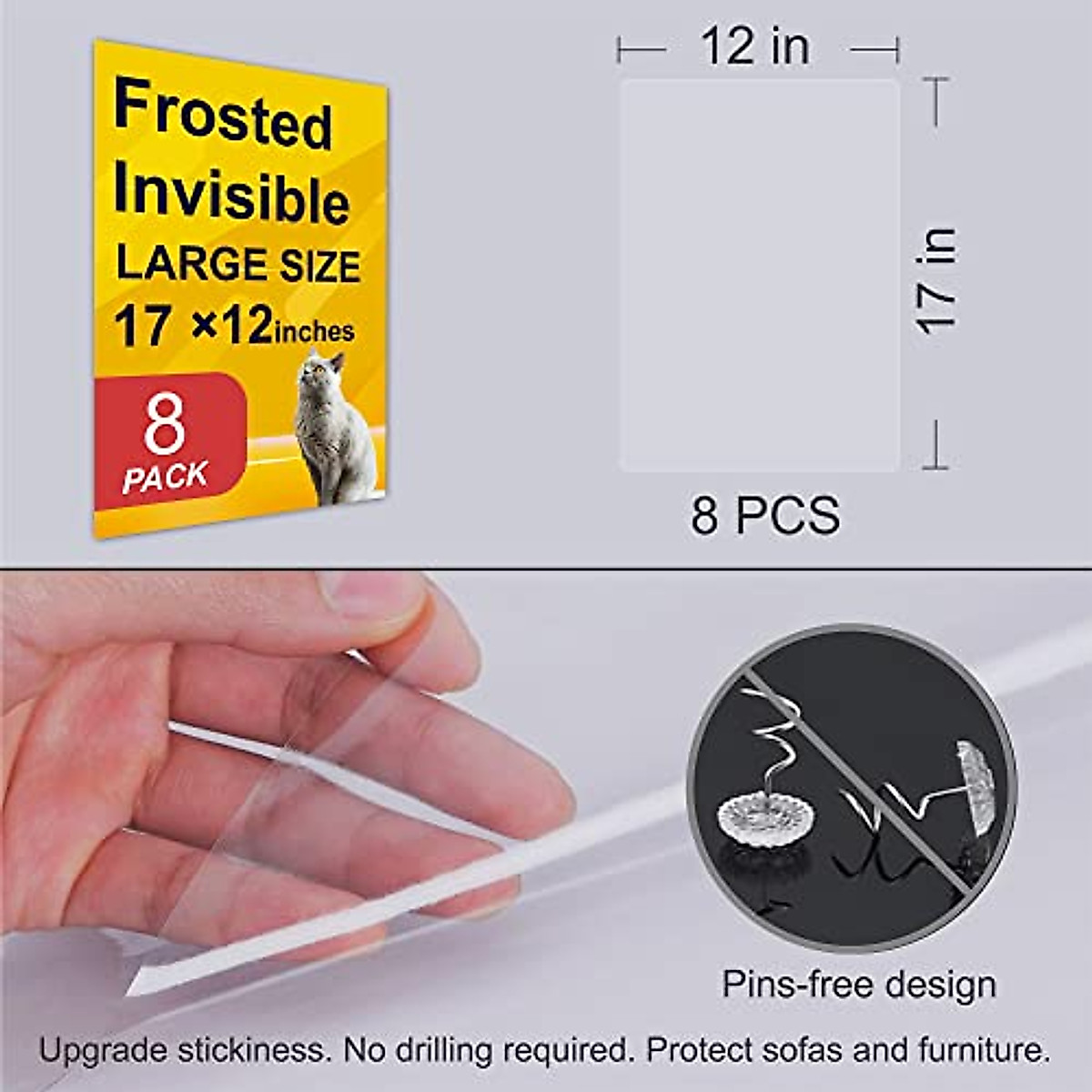 Furniture Protectors from Cats Couch Corner Protector for Anti Cats Scratch Protectors Deterrent for Furniture Tape XL - 8 Pack