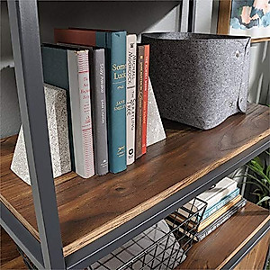 Sauder Nova Loft Bookcase with Doors, L: 33.07" x W: 17.32" x H: 75.98", Grand Walnut Finish