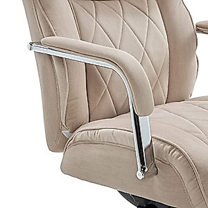 La-Z-Boy Sutherland Quilted Leather Executive Office Chair with Padded Arms, High Back Ergonomic Desk Chair with Lumbar Support, Cream Microfiber Fabric