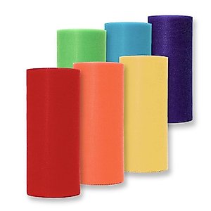 Traico Tulle Ribbon 6 Bright Colors Pack, 6" x 25 Yds x 6 Roll (Total 150 Yds) for Wedding Decorations Gift Wrapping DIY Crafts Home Decor Tutu Skirt