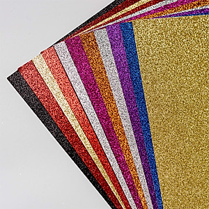YZH Crafts Glitter Cardstock Paper,No-Shed Shimmer Glitter Paper,Crafting Assorted Glitter Paper Pad 12 Inch by 12 Inch 12 Sheets,250GSM, (Mix B)