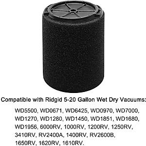 2 Pack VF7000 Replacement Filter Compatible with Ridgid VF7000 Foam Wet Application Only Vac Filter for Ridgid 5-20 Gallon Wet/Dry Vacuums