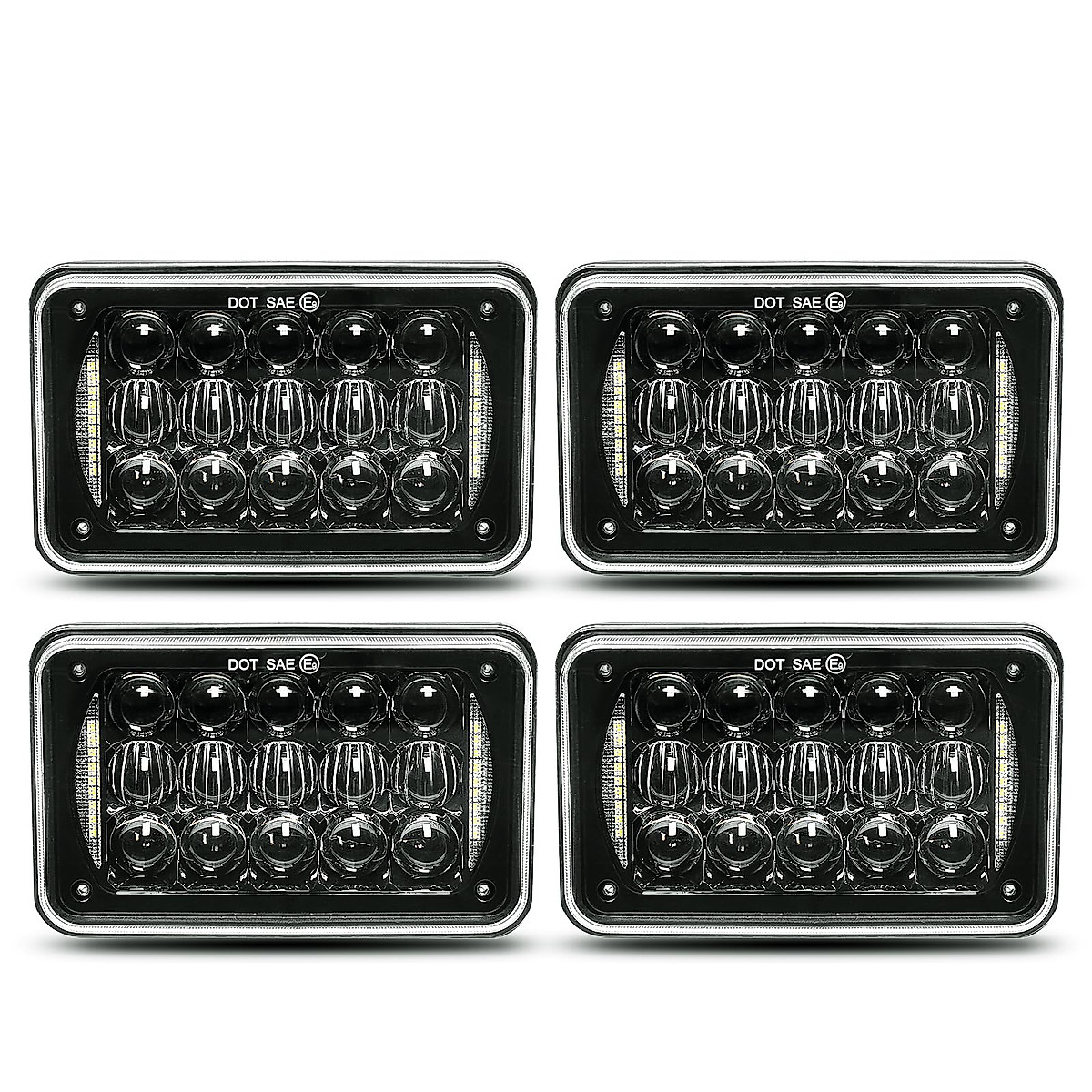 DOT Approved 60w 4x6 inch LED Headlights Rectangular Replacement H4651 H4652 H4656 H4666 H6545 with DRL Compatible with Peterbil Kenworth Freightinger Ford Probe Chevrolet Trucks