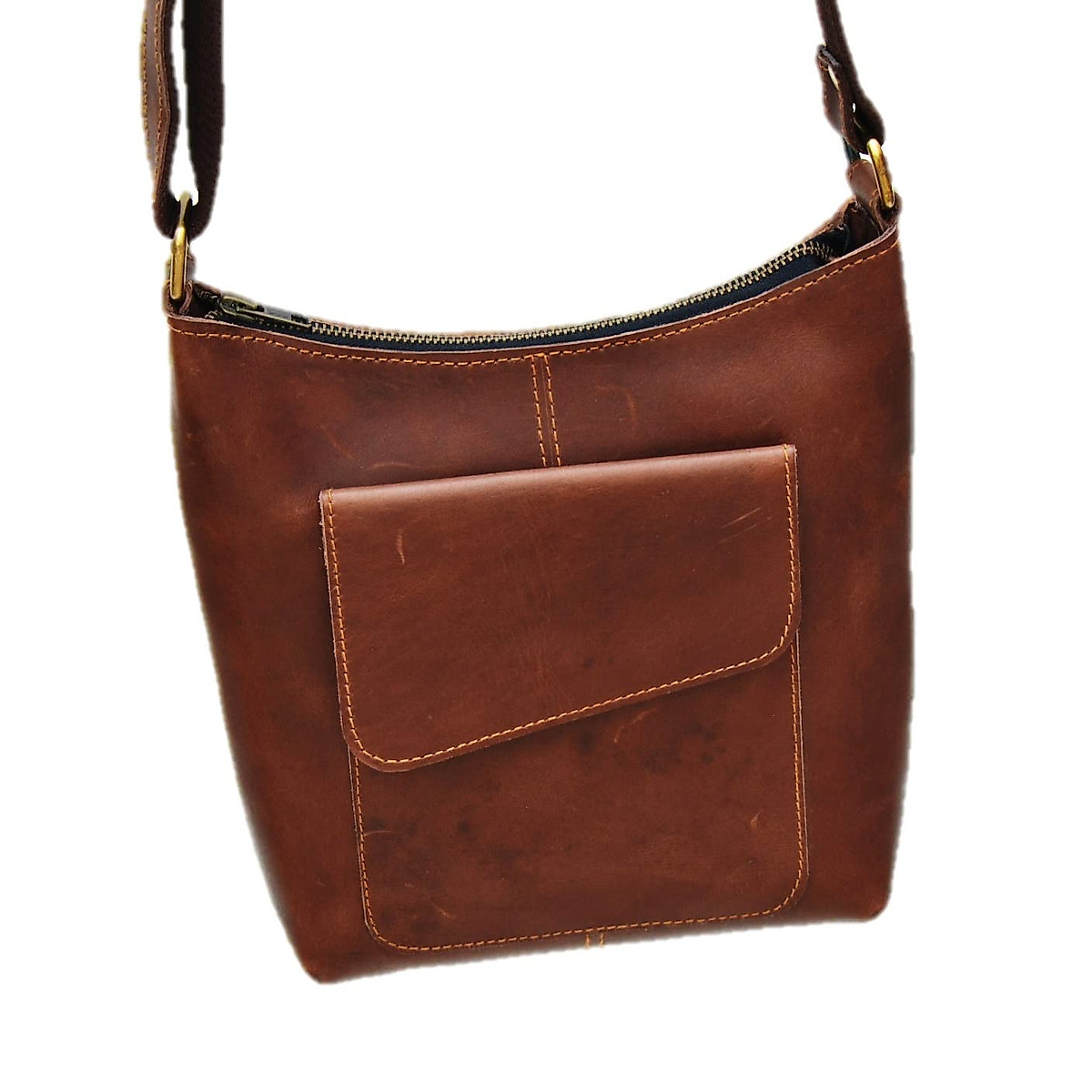 URBAN DEZIRE Genuine Leather Handmade Vintage Cross-body Sling Shoulder bag for Women (Brown, Medium)