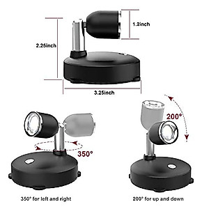 LED Spotlight, Battery Operated Lights with Remote Control, Dimmable Mini Accent Lighting for Picture Closet Artwork (Black)…