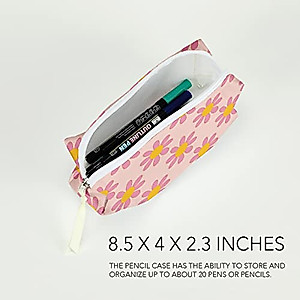 Pencil Pouch Pencil Case Pencil Bag Pen Case Pouch Box Organizer for Teen Girls Boys School Students Men Women Waterproof Zipper Pouch for Office Supplies Makeup, 70s Retro Hippie Daisy Flower Decor