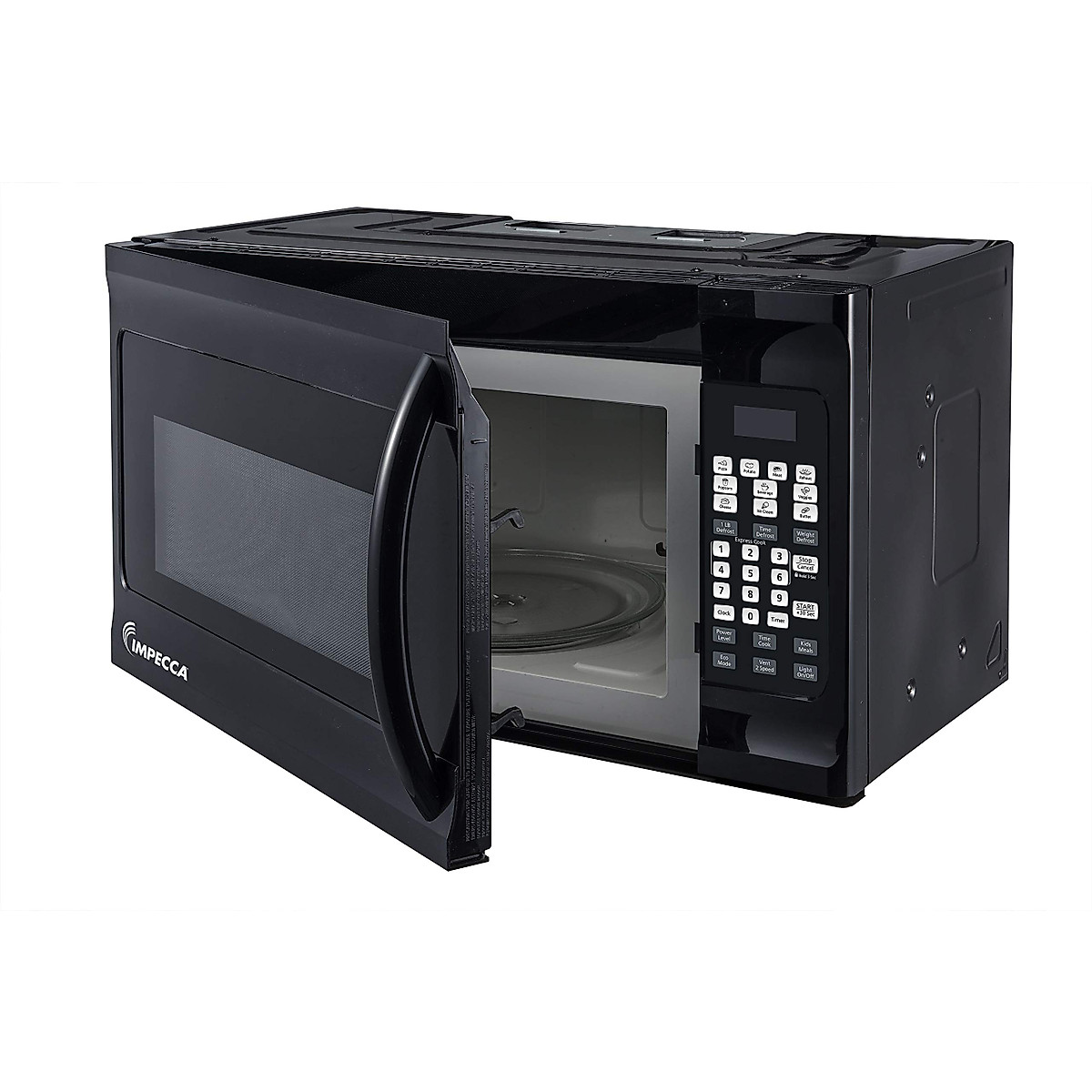 Impecca OM-1600K 1.6 cu. ft. Over-the-Range 30” Microwave Oven 1000 Watts, with Surface Light, 2 Speed Vent System, Touch-pad Controls, Digital Clock, Timer, LED Display and Child Lock, Black