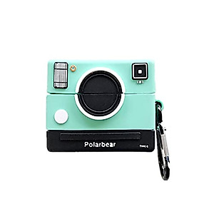 Airpod 3 Case, 2021 with Keychain Cute Cartoon Candy Design Shockproof Skin Protection Accessories Airpod 3rd Silicone Cover. (Camera-Green)