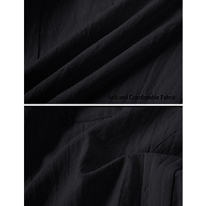 EKLENTSON Mens Beach Pants Elastic Waist Drawstring Capri Shorts Loos Fit Baggy Summer Cotton Linen Pants Men, Black, 38