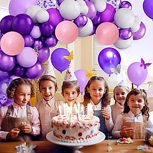 150pcs Butterfly Birthday Party Decorations for Girl-Purple Pink Balloons Garland Kit Butterfly Tablecloth 36pcs Butterfly Stickers for Baby Shower Decorations for Girl Birthday Party Supplies Decor.