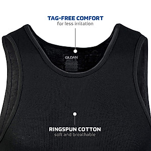Gildan Men's A-shirt Tanks, Multipack, Style G1104, Black/Sport Grey/Charcoal (5-pack), Medium