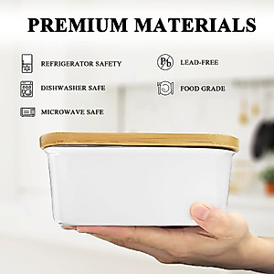 Butter Dish, Ceramic Butter Dish with Lid, Large Butter Keeper Perfect for 2 Sticks of Butter and Keep Your Butter Soft, Safe to Dishwasher