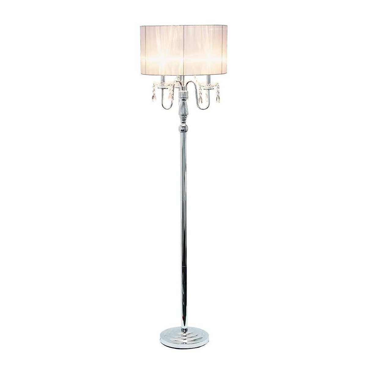 EAUSO Crystal Drop Floor Lamp,Elegant Designs Trendy Romantic Sheer Shade Floor Lamp With Hanging Crystals,create A Romantic Atmosphere In A Living Room Or Office,Great Fit For Any Room,fresh Decorati