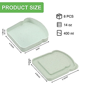 Voittozege 8 Pc Sandwich Containers for Lunch Boxes, 14 oz Plastic Reusable Sandwich Holder with Lid, Microwave & Dishwasher Safe, Family