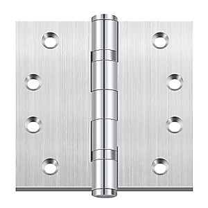 OTINUBEE 304 Stainless Steel Door Hinges 6 Pack, 4'' X 4''Heavy Duty Commercial Door Hinge with Silent Steel Plain Ball Bearing, Stainless Higne for Exterior & Interior Doors, Silver